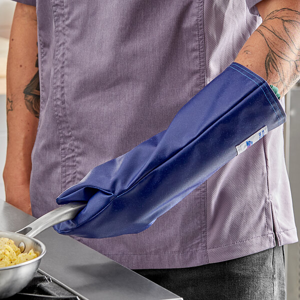 Tucker Safety Products QuicKlean 15" Blue Puppet-Style Oven Mitt with ...