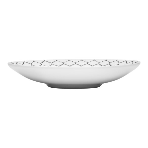 Libbey Samira 8 7/8" White Deep Coupe Plate with Black Embossing - 12/Case
