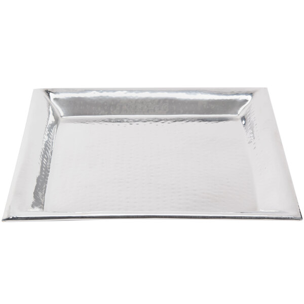 American Metalcraft HMSQ18 18" Square Hammered Stainless Steel Tray