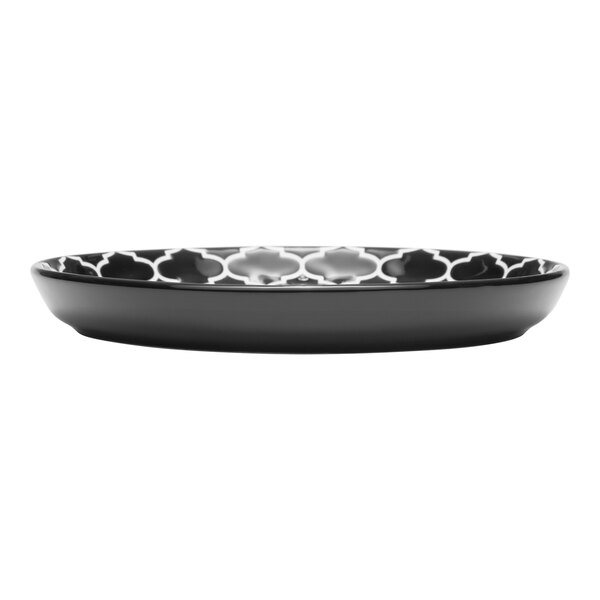 Libbey Samira 6 1/2" Black Porcelain Deep Coupe Stacking Plate with ...