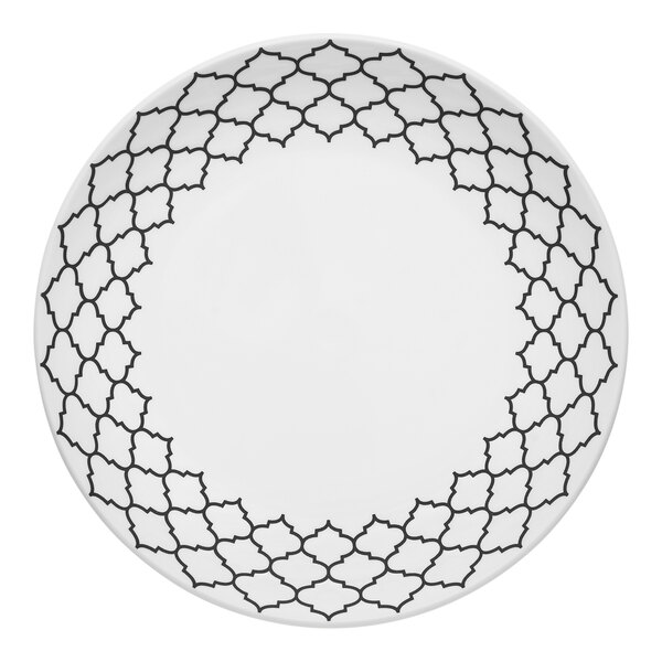 Libbey Samira 10" White Porcelain Plate with Black Embossing - 12/Case