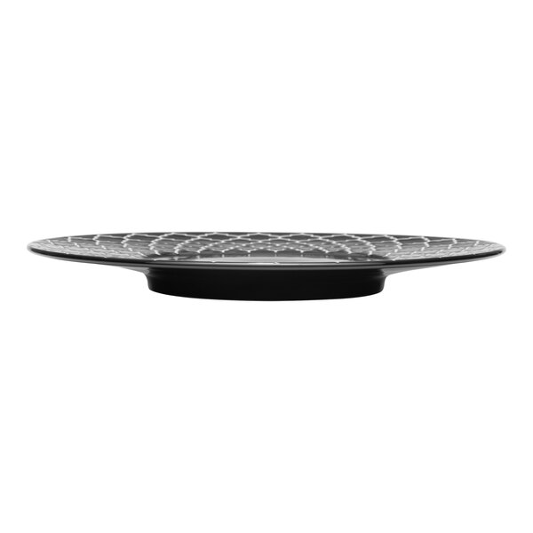 Libbey Samira 11 3/4" Black Wide Rim Porcelain Plate with White ...