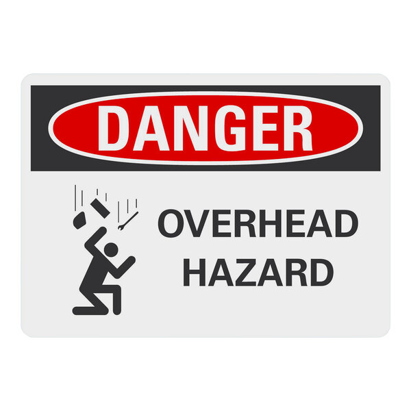 Lavex 14" x 10" Non-Reflective Adhesive Vinyl "Danger / Overhead Hazard ...