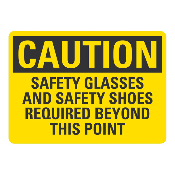 Lavex 14" x 10" Non-Reflective Adhesive Vinyl "Caution / Safety Glasses ...