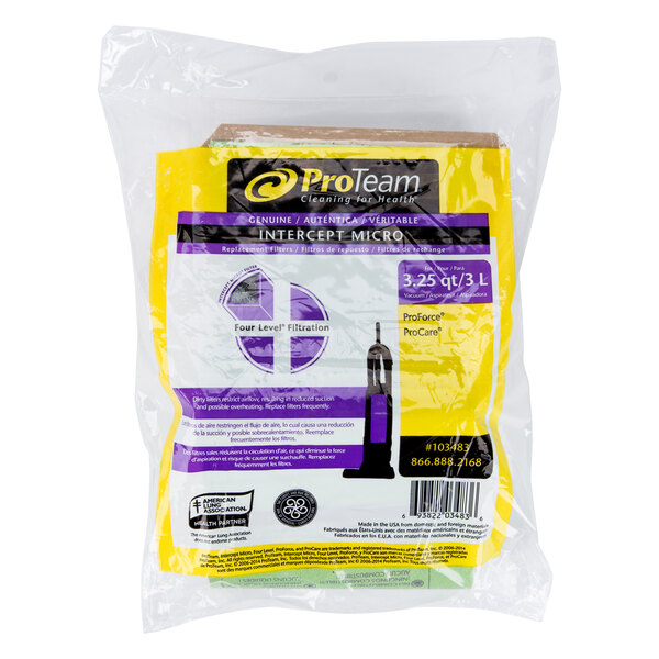 ProTeam 103483 Intercept Vacuum Bag for Upright Vacuums - 10/Pack