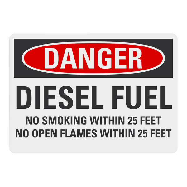 Lavex 10" x 7" Non-Reflective Aluminum "Danger / Diesel Fuel / No ...