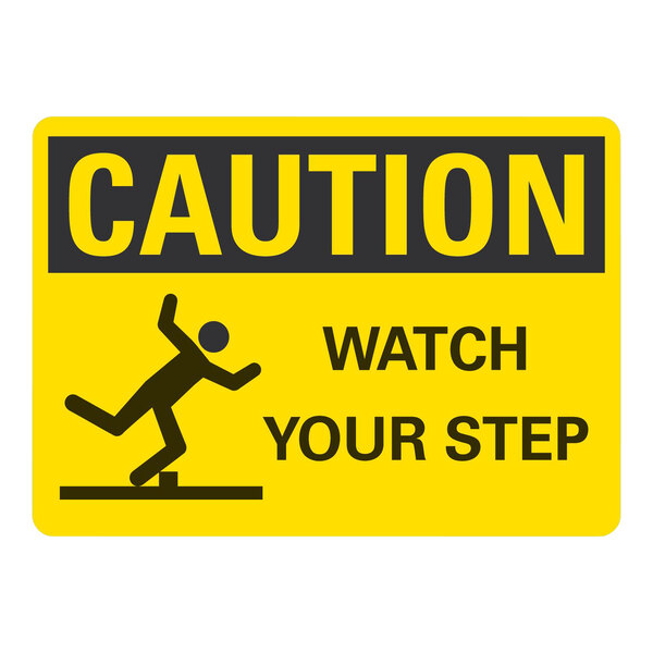 Lavex 14" x 10" Non-Reflective Aluminum "Caution / Watch Your Step ...