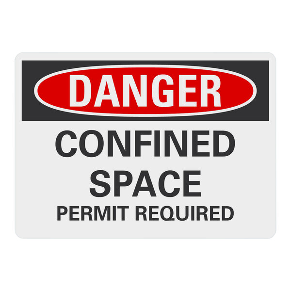 Lavex 10" x 7" Non-Reflective Plastic "Danger / Confined Space / Permit ...