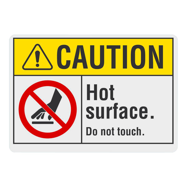 Lavex 10" x 7" Non-Reflective Adhesive Vinyl "Caution / Hot Surface ...