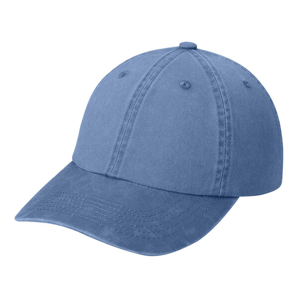 Port Authority PWU Steel Blue 6-Panel Garment-Washed Dad Cap ...