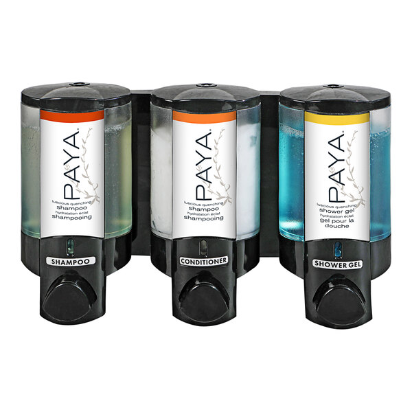 Dispenser Amenities 36380-PAYA Aviva 30 oz. Black 3-Chamber Wall ...