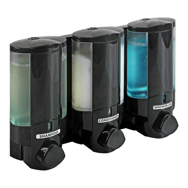 Dispenser Amenities 36380 Aviva 30 oz. Black 3-Chamber Wall Mounted ...