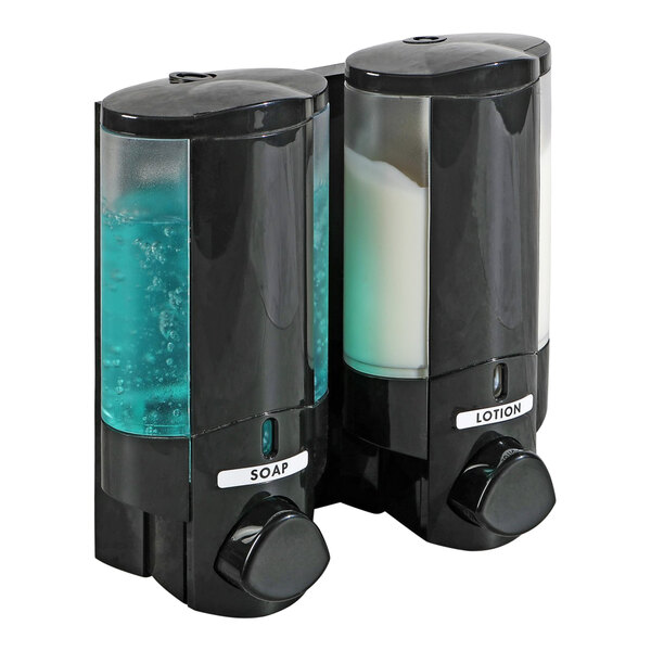 Dispenser Amenities 36280 Aviva 20 oz. Black 2-Chamber Wall Mounted ...