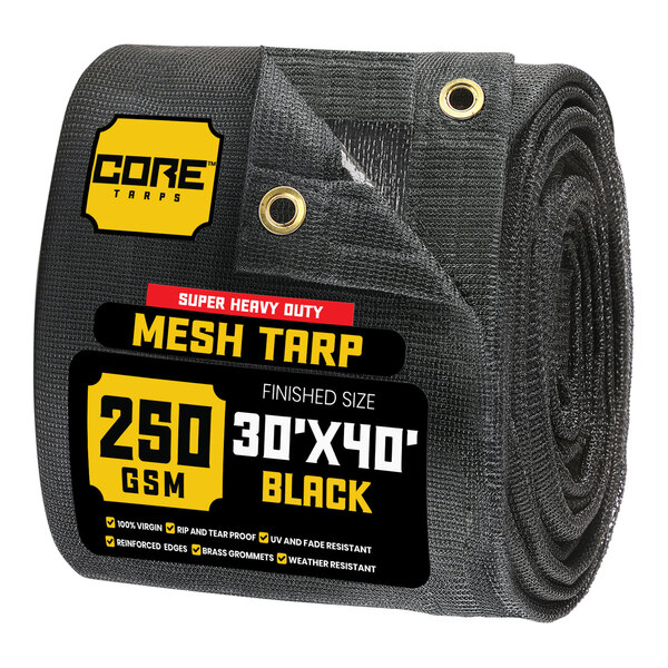 Core Tarps 30' x 40' Black Super Heavy-Duty Weatherproof 7.5 oz ...