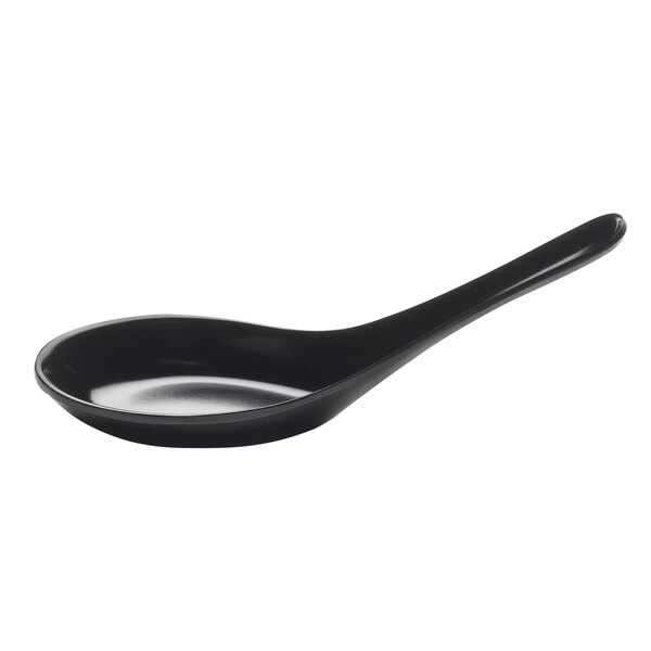 Elite Global Solutions 020-3 Zen 5 3/8" Black Soup Spoon - 6/Pack