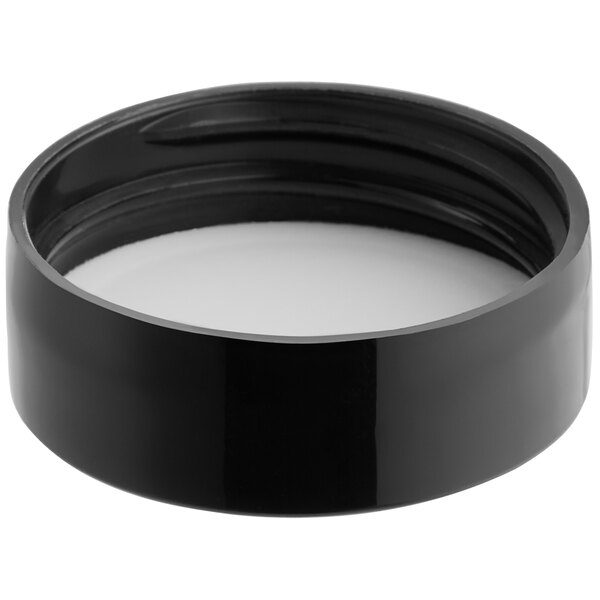 33/400 Black Continuous Thread Flat Customizable Lid with Foam Liner ...