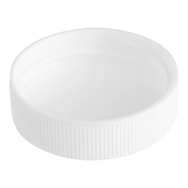 38/400 White Ribbed Continuous Thread Lid with Pressure Sensitive Liner ...