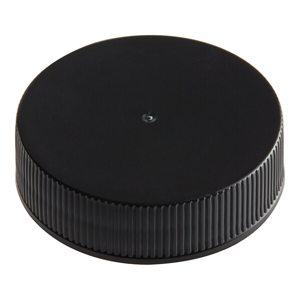 38/400 Black Ribbed Continuous Thread Unlined Lid - 100/Pack