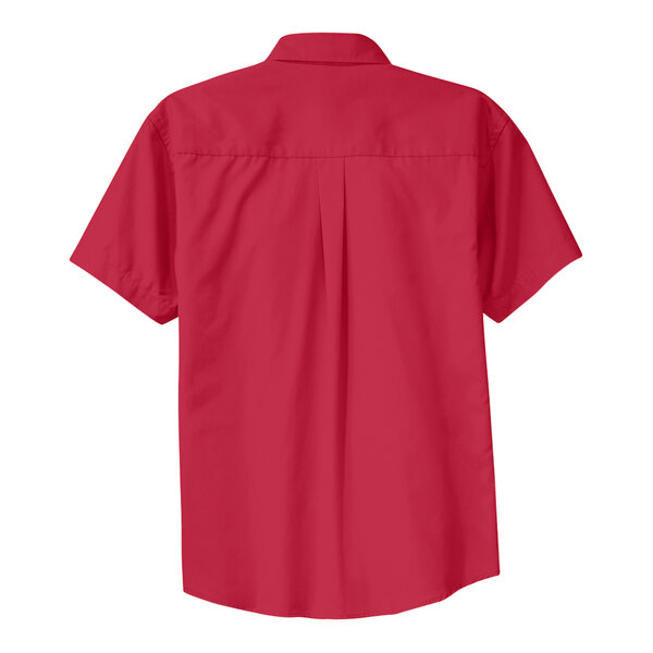 Port Authority S508 Unisex Red / Light Stone Short Sleeve Wrinkle ...