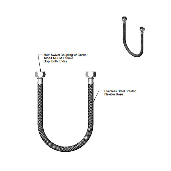 T&S 016167-45 16" Flex Hose Connector with 1/2" NPSM Female Connections