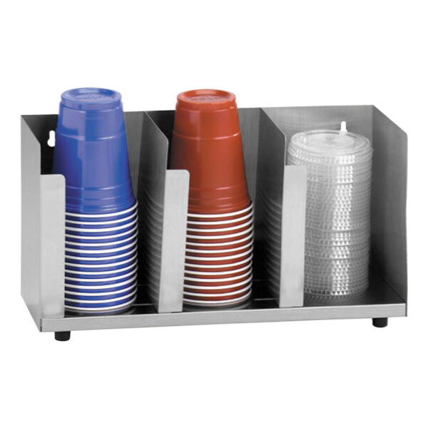 Dispense-Rite Stainless Steel 3-Section Countertop Cup and Lid ...