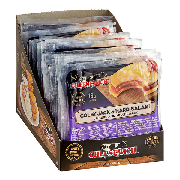 Cheesewich Salami and Colby Jack Cheese Sandwich 2.5 oz. - 96/Case