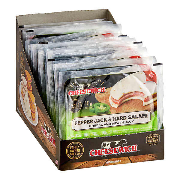 Cheesewich Salami and Pepper Jack Cheese Sandwich 2.5 oz. - 96/Case