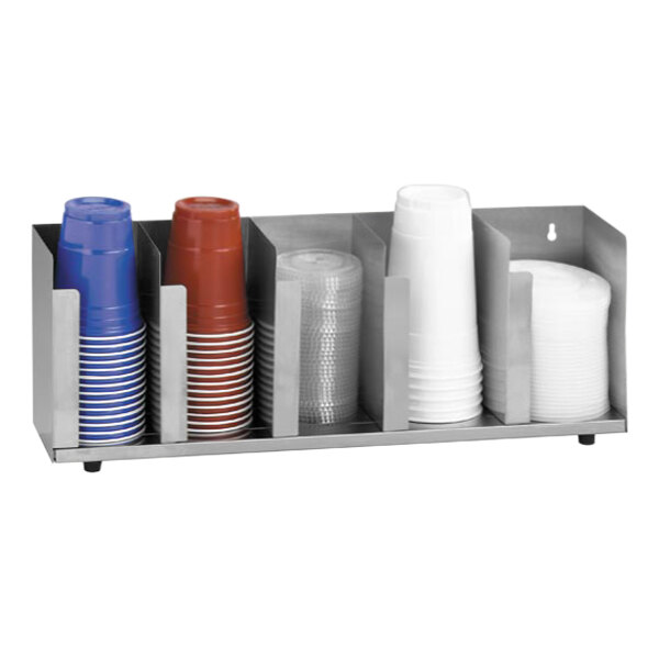 Dispense-Rite Stainless Steel 5-Section Countertop Cup and Lid ...