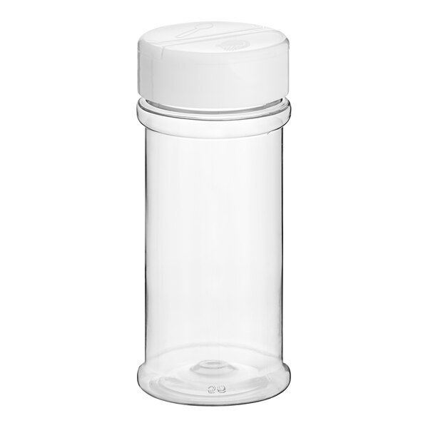 8.4 oz. Round Plastic Spice Container and 53/485 White Induction-Lined ...