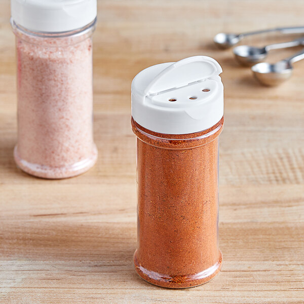 8.4 oz. Round Plastic Spice Container and 53/485 White Induction-Lined ...