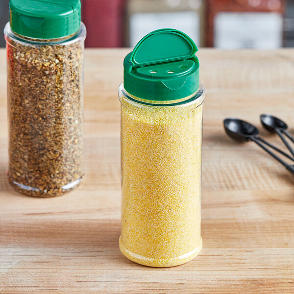 12 oz. Round Plastic Spice Container and 53/485 Green Induction-Lined ...