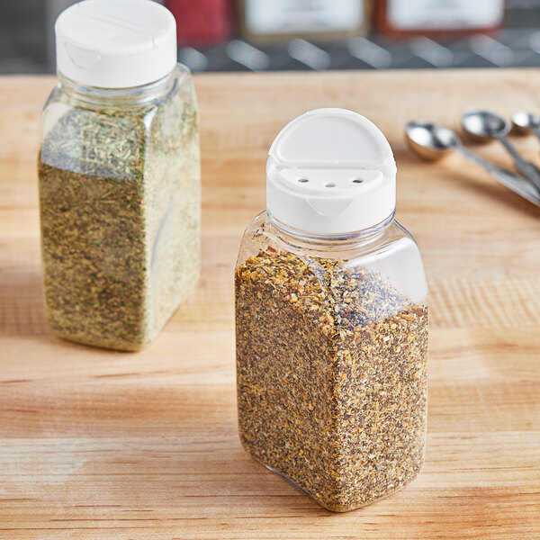 16 oz. Rectangular Plastic Spice Container and 53/485 White Induction ...