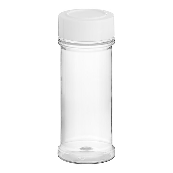 5.5 oz. Round Plastic Spice Container and 48/485 Smooth White Lid with ...