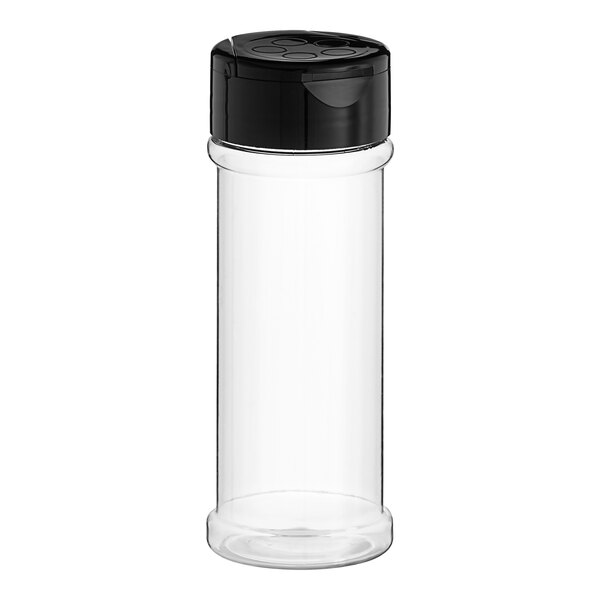 3.75 oz. Round Plastic Spice Container and 43/485 Black Unlined Flip ...