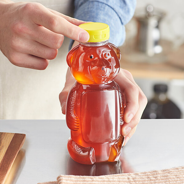 16 oz. (24 oz. Honey Weight) Bear PET Honey Bottle with Pressure ...