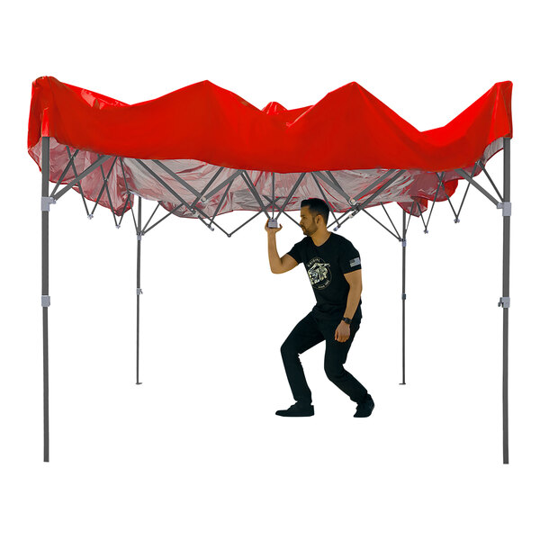 E-Z Up PTSVRD10 Patriot® ONE-UP® Vented Instant Shelter 10' x 10' Red ...