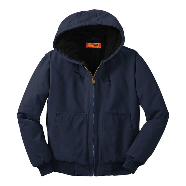 CornerStone CSJ41 Unisex Navy Washed Duck Cloth Insulated Hooded Work ...