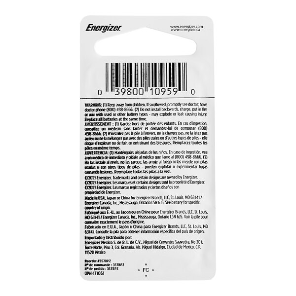 Energizer 357/303 1.5V Silver Oxide Button Cell Battery 357BPZ