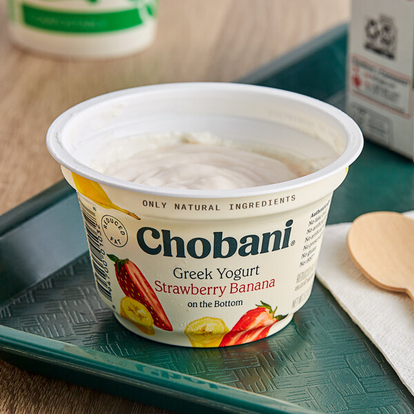 Chobani Low-Fat Strawberry Banana Greek Yogurt 5.3 oz. - 36/Case