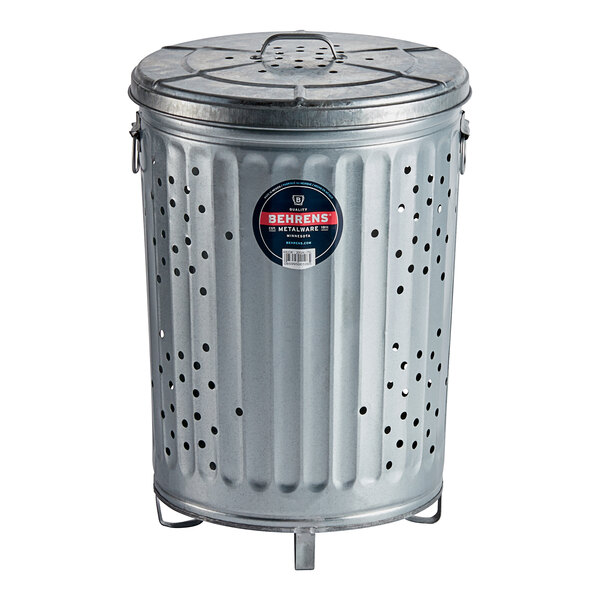 Behrens RB20K 20 Gallon Galvanized Steel Compost / Refuse Bin with Lid