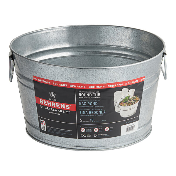 Behrens 14 5/8" x 8 1/2" Galvanized Steel Round Tub 0GS