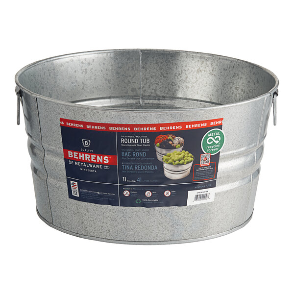 Behrens 20 1/4" x 10 3/4" Galvanized Steel Round Tub 1GS