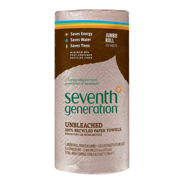 Seventh Generation 2-Ply Natural Paper Towel Roll, 120 Sheets/Roll - 30 ...