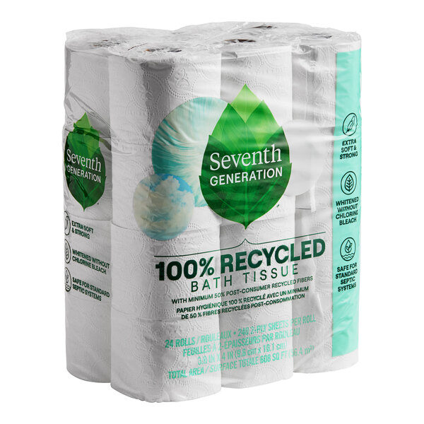 Seventh Generation 4" x 4" 2-Ply 240 Sheet Toilet Tissue Roll - 48/Case