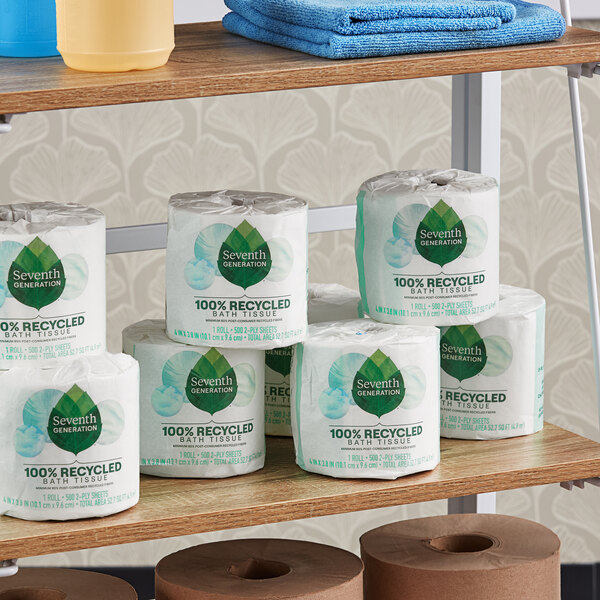 Seventh Generation 4" x 4" 2-Ply 500 Sheet Toilet Tissue Roll - 60/Case
