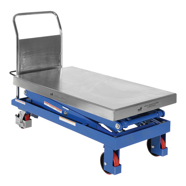Vestil 47" x 24" Blue Steel Hydraulic Elevating Cart with 19"-68 1/2 ...