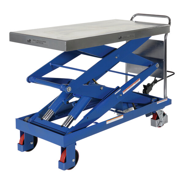 Vestil 47" x 24" Blue Steel Hydraulic Elevating Cart with 19"-68 1/2 ...
