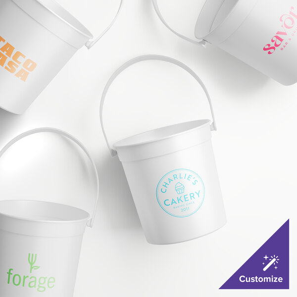 Howw Manufacturing 32 oz. White Customizable Plastic Drink Bucket with ...