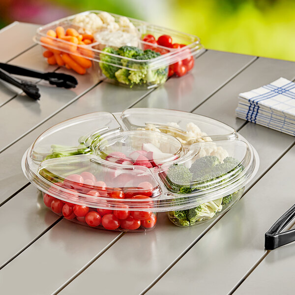 Inline Plastics Essentials 96 oz. Clear PET Plastic 5-Compartment Round ...