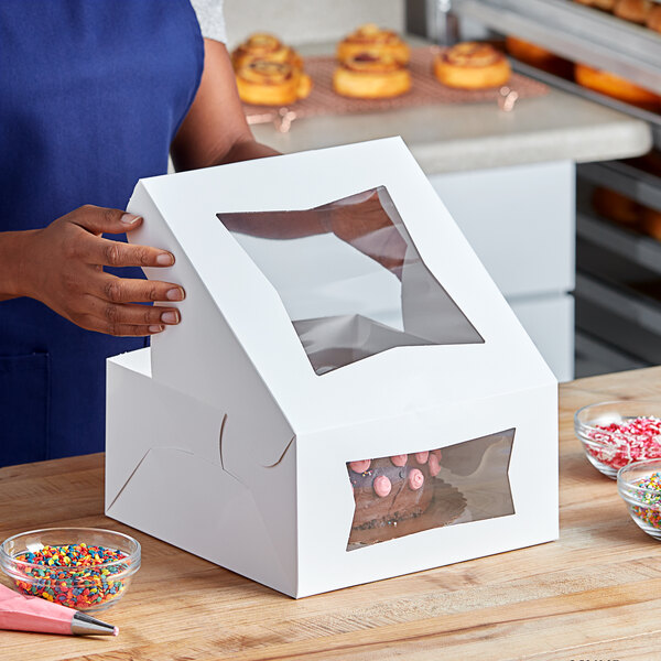 Southern Champion 10" x 10" x 5" White Window Cake / Bakery Box - 150/Case